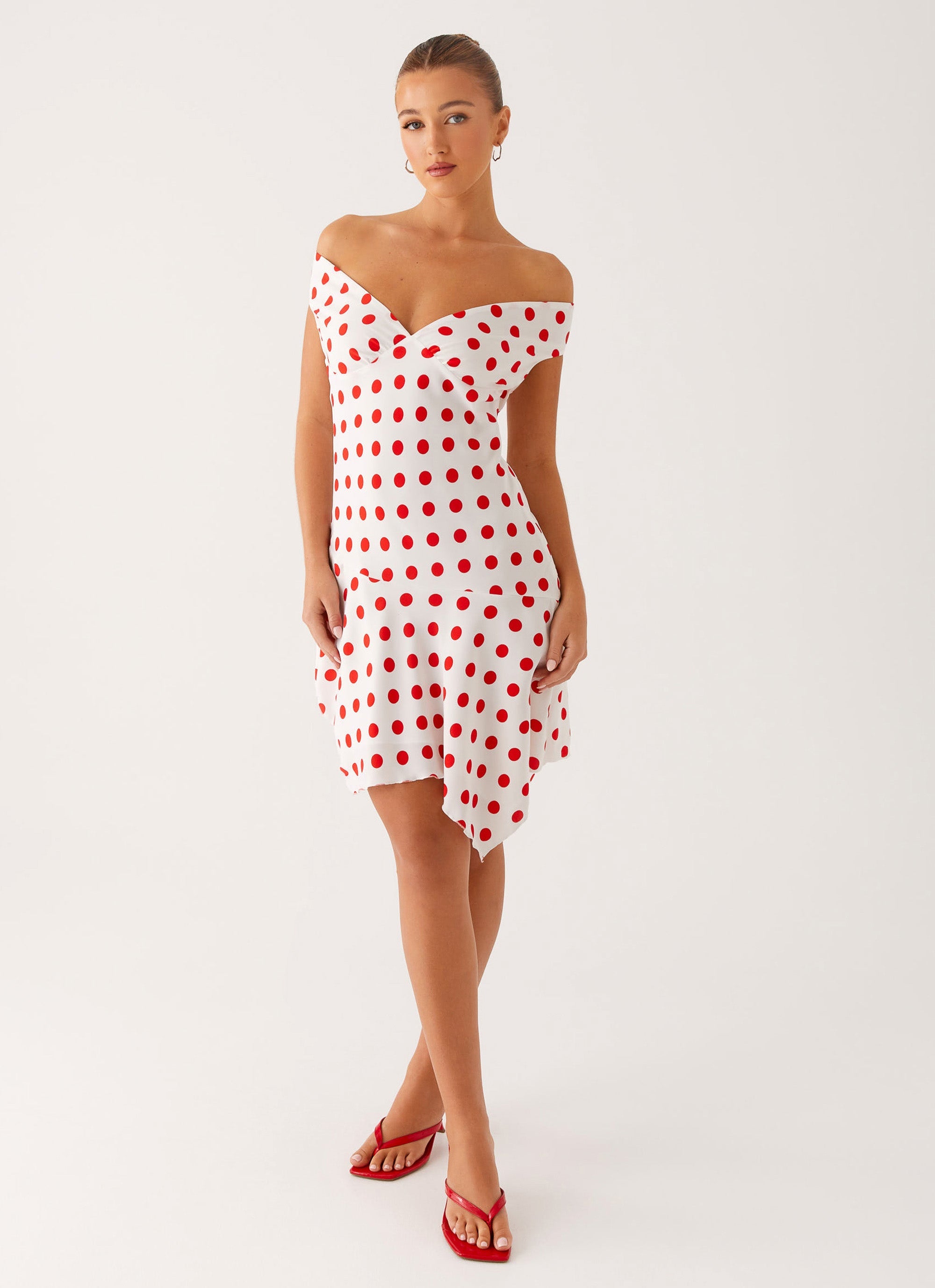 Alma Mini Dress - White Red Polka Dot – Peppermayo Canada