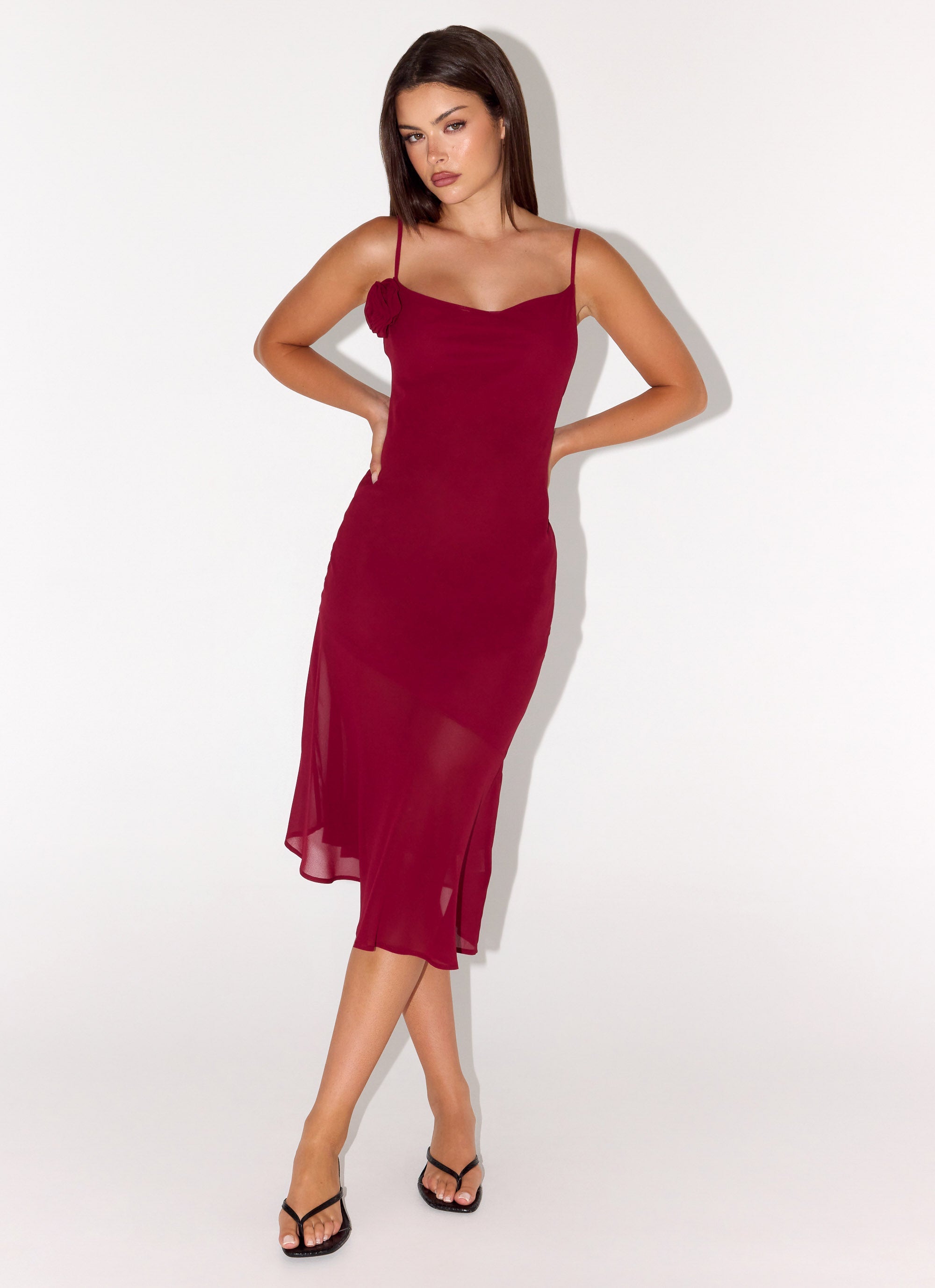 Anne Midi Dress - Deep Red – Peppermayo Canada