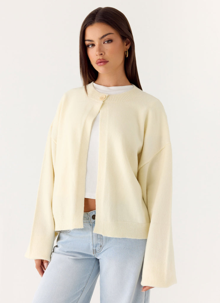 Annie One Button Cardigan - Ivory Cream – Peppermayo Canada