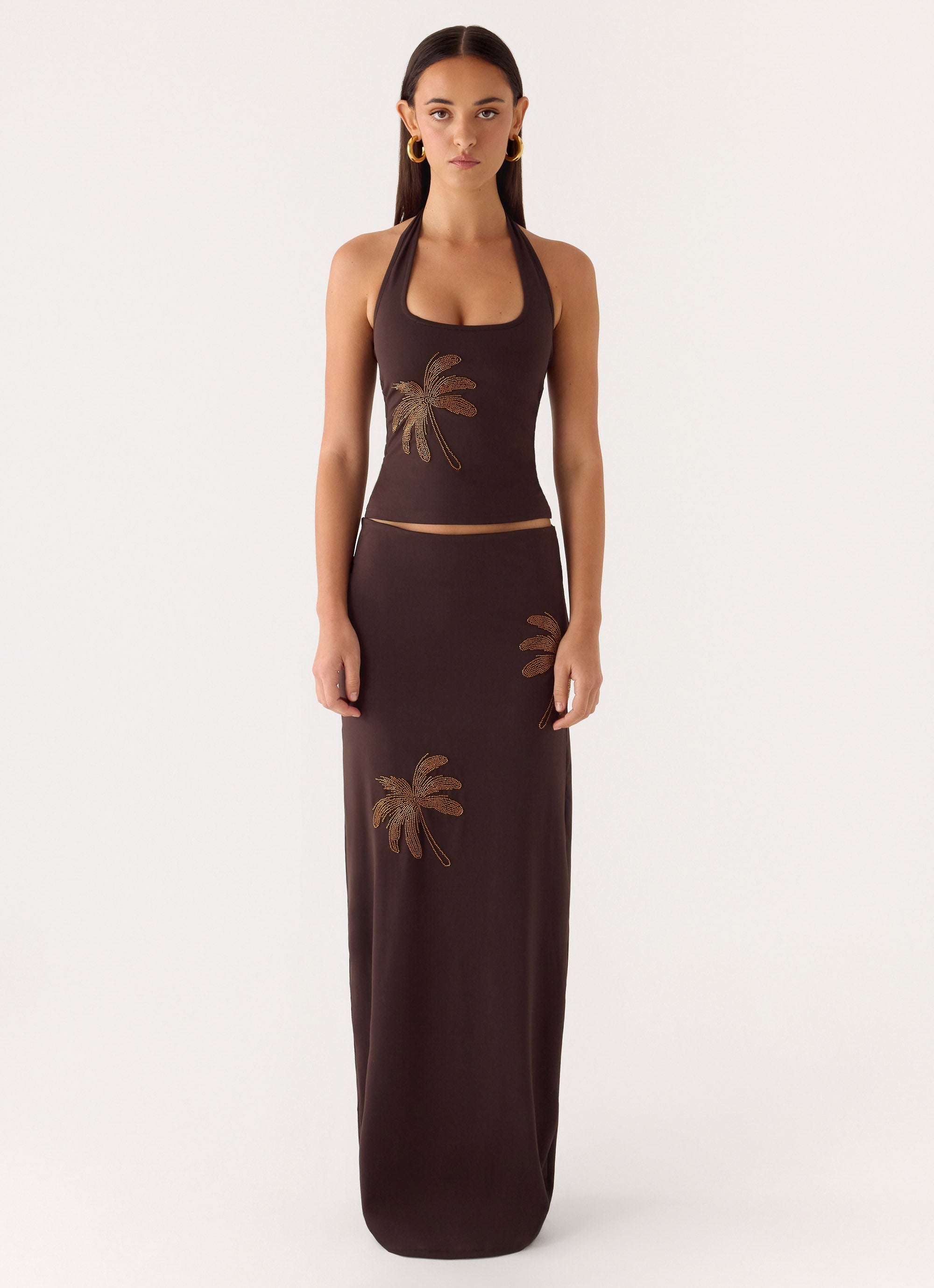 Brienne Beaded Halter Top - Chocolate – Peppermayo Canada