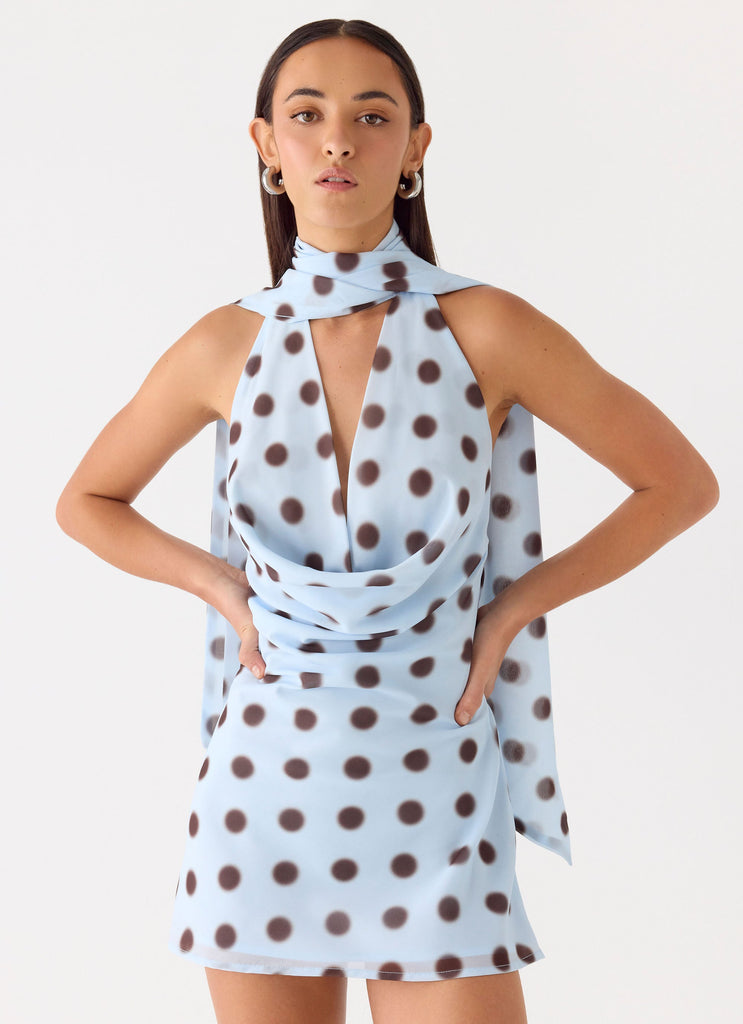 Get Me Halter Mini Dress - Blue Mocha Dot – Peppermayo Canada