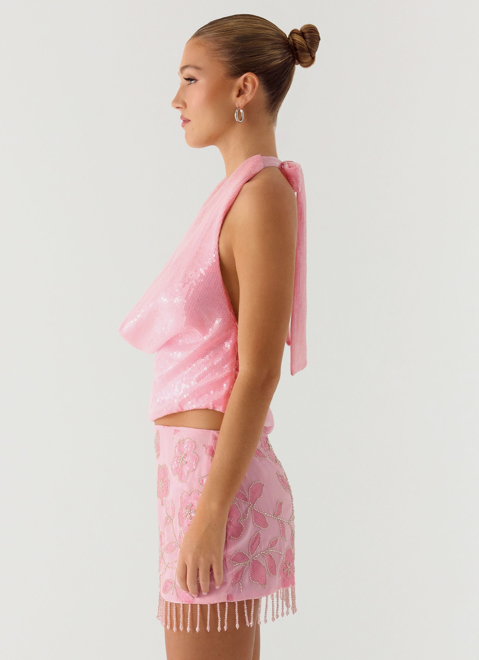 Hollie Sequin Cowl Top - Pink – Peppermayo Canada