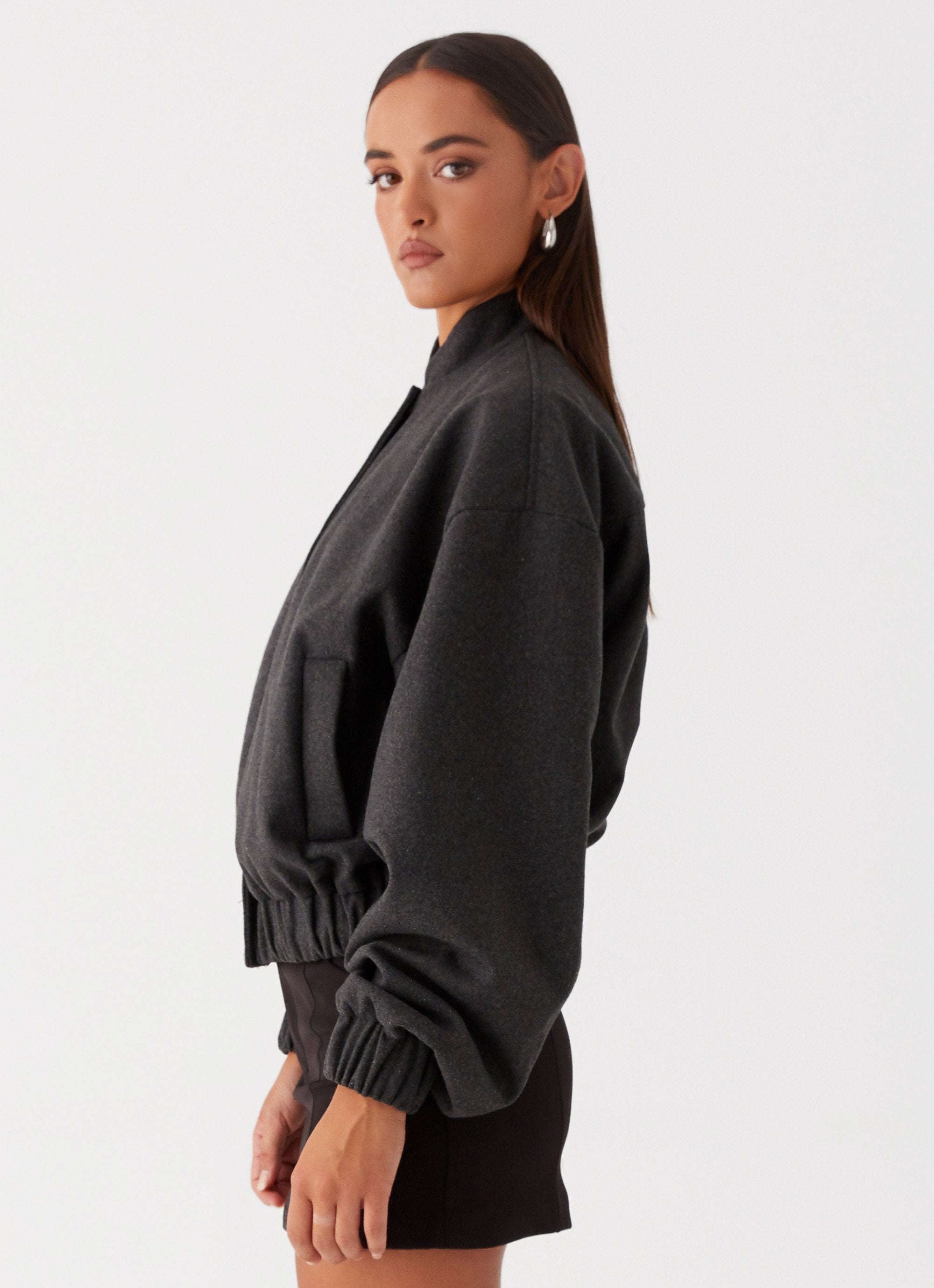 Lorelei Oversized Bomber Jacket - Charcoal – Peppermayo Canada