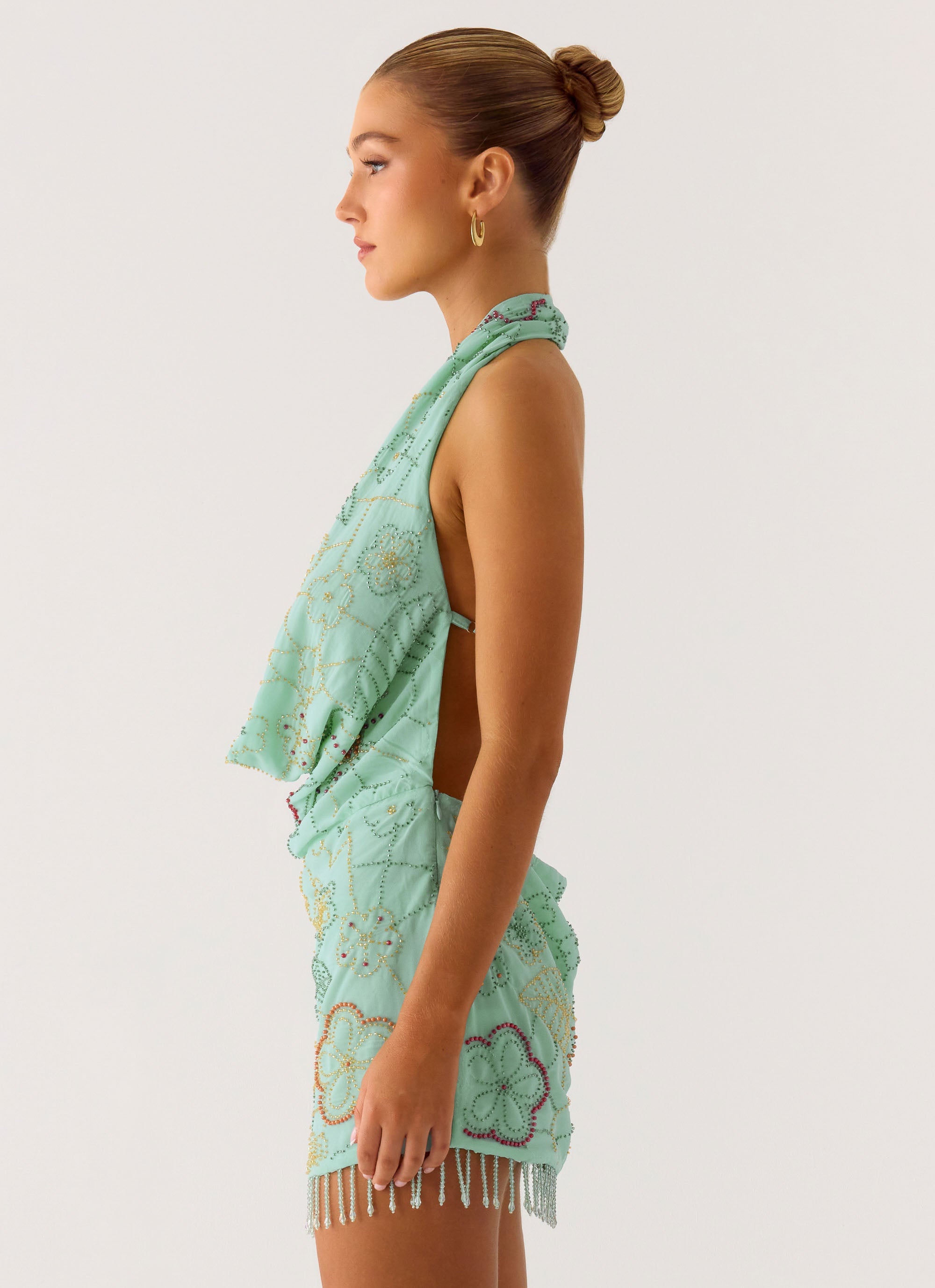 Outlaw Beaded Mini Dress - Mint Aqua – Peppermayo Canada