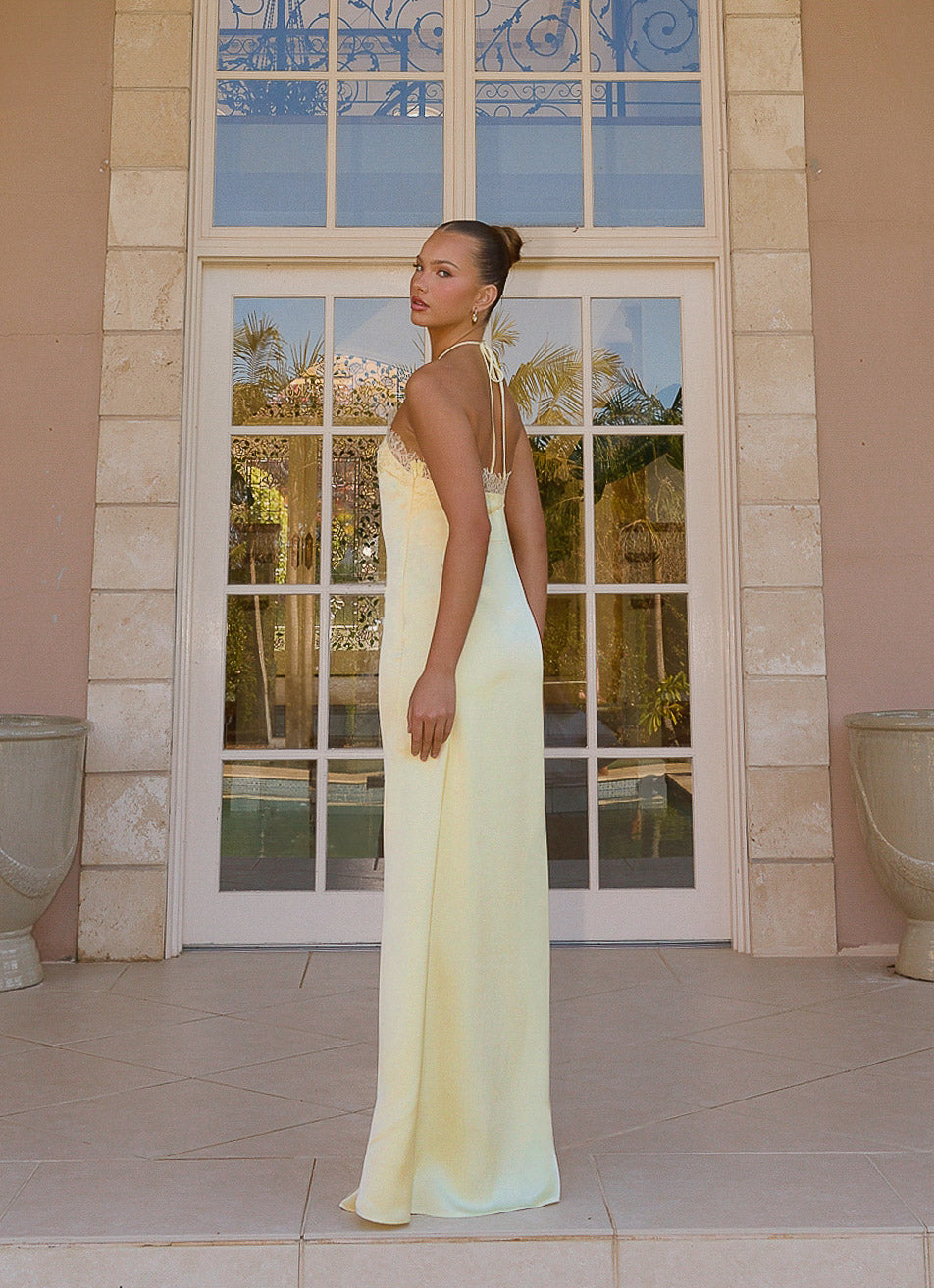 Samaria Halter Maxi Dress - Yellow – Peppermayo Canada