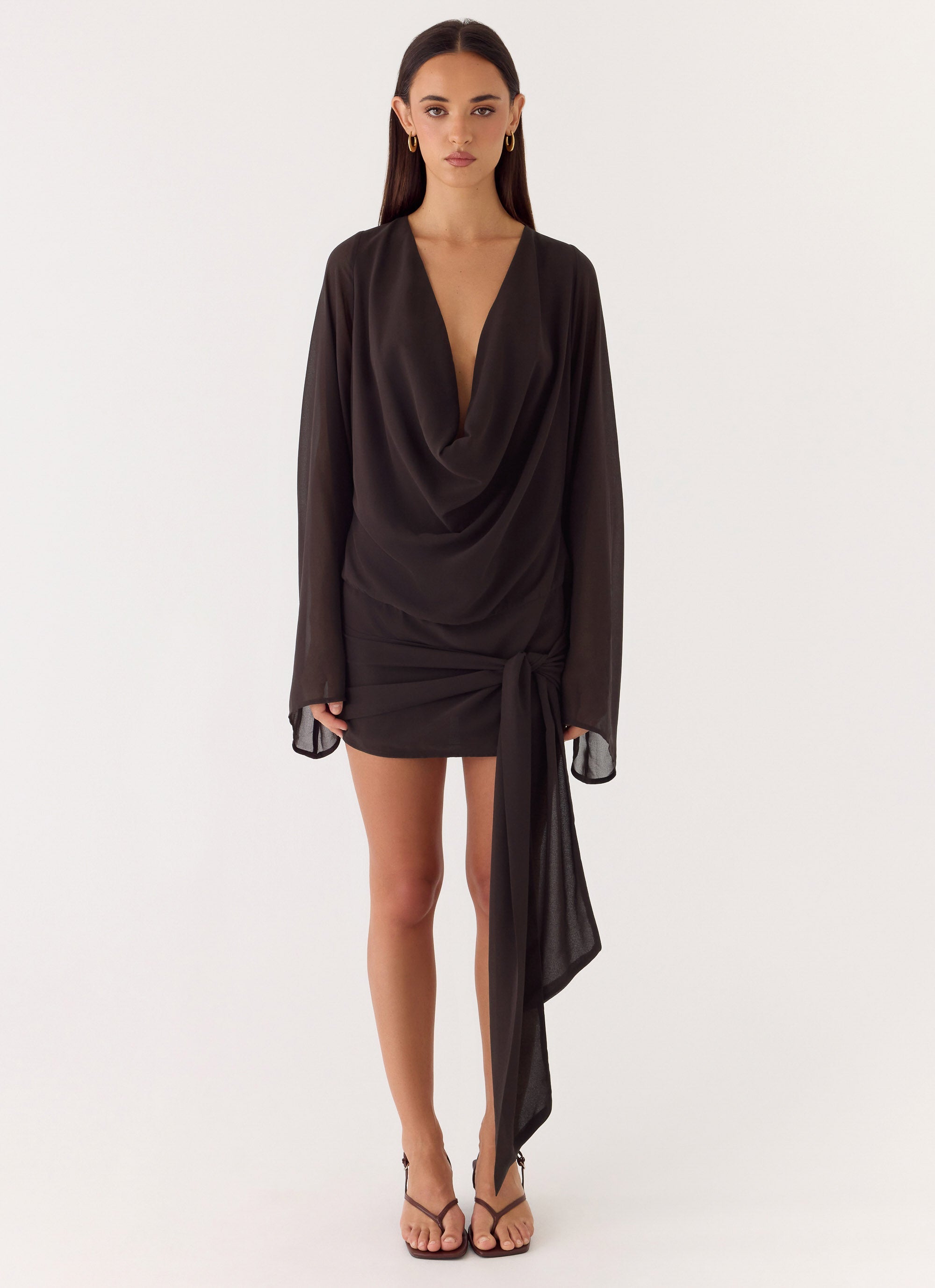 Sorrel Long Sleeve Mini Dress - Chocolate – Peppermayo Canada