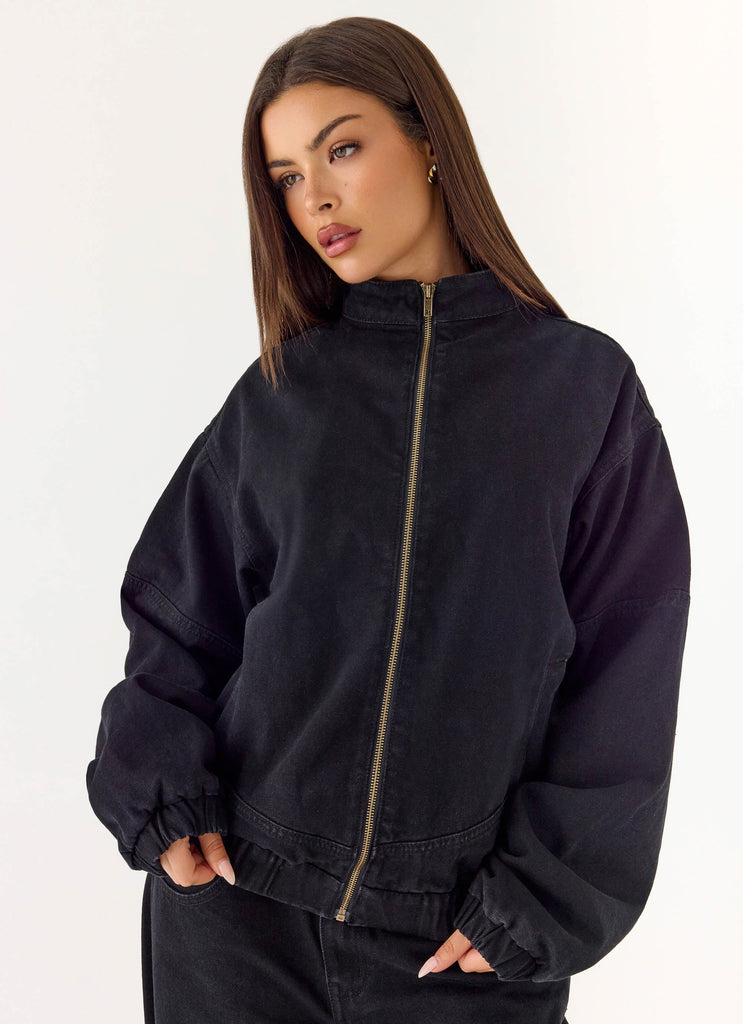 Waylon Denim Bomber Jacket - Black – Peppermayo Canada