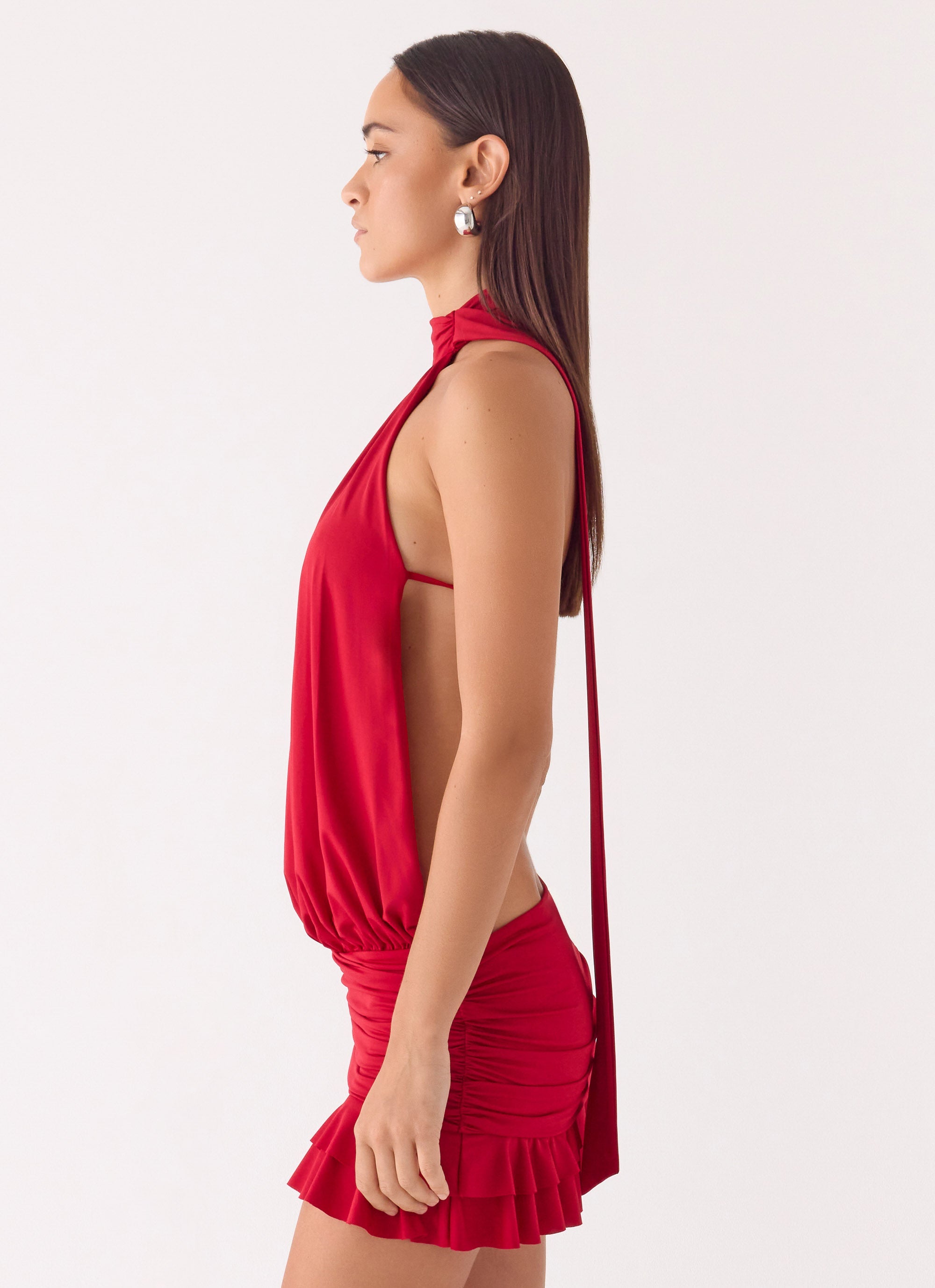 Yelena Backless Mini Dress - Deep Red – Peppermayo Canada