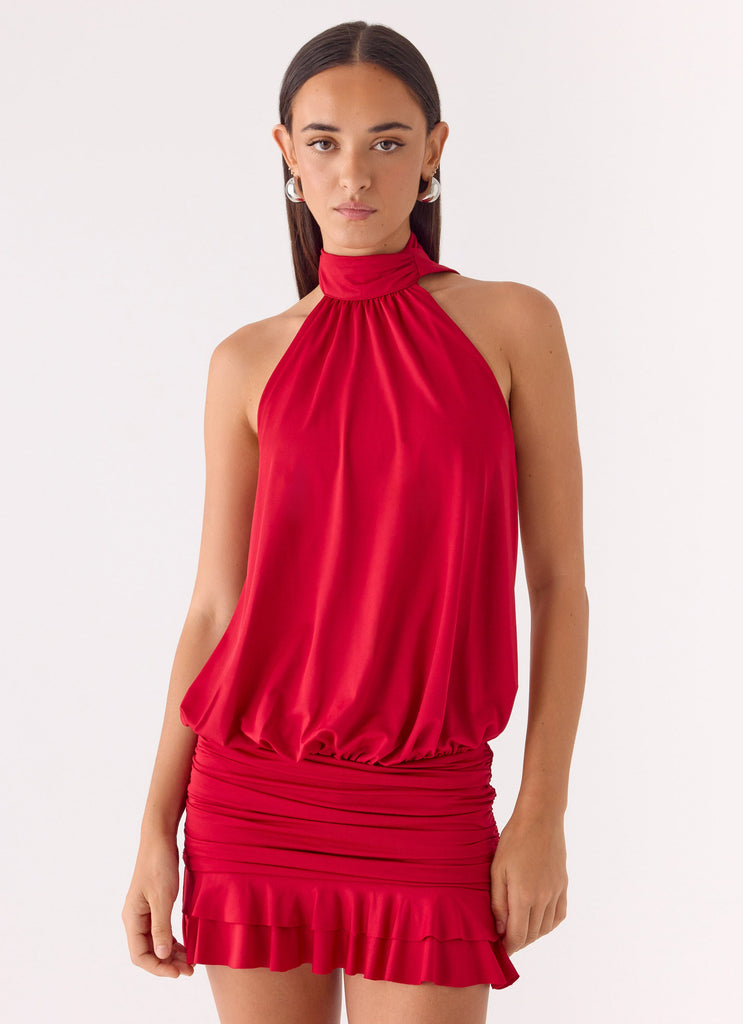 Yelena Backless Mini Dress - Deep Red – Peppermayo Canada
