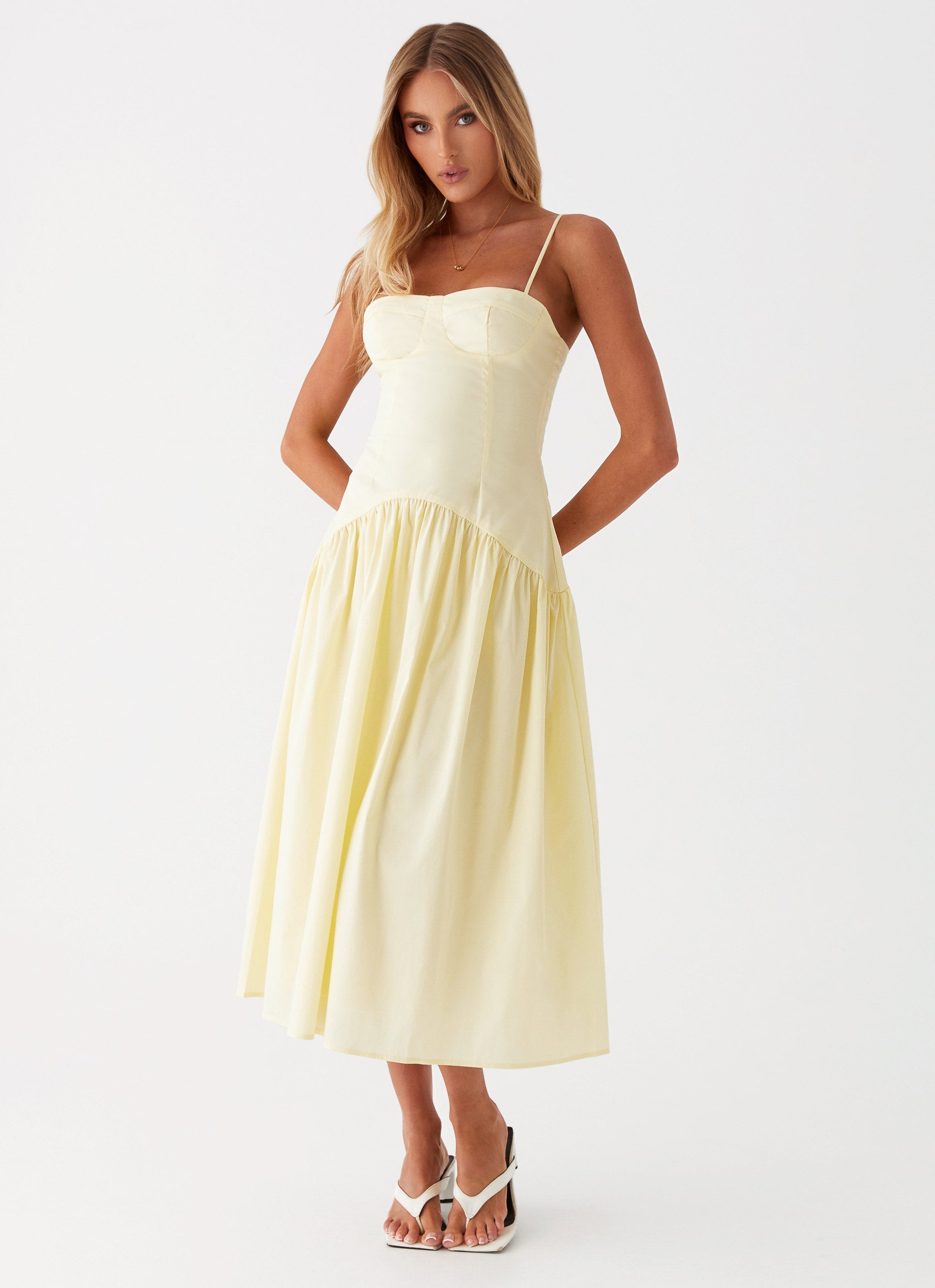 Yvette Corset Midi Dress - Yellow – Peppermayo Canada